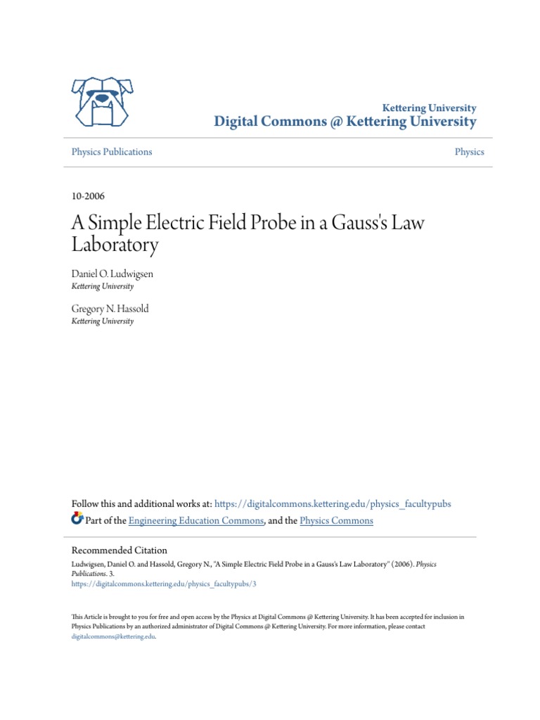 A Simple Electric Field Probe in A Gausss Law Laboratory | PDF | Flux ... A Simple Electric Field Probe in A Gausss Law Laboratory | PDF | Flux ...