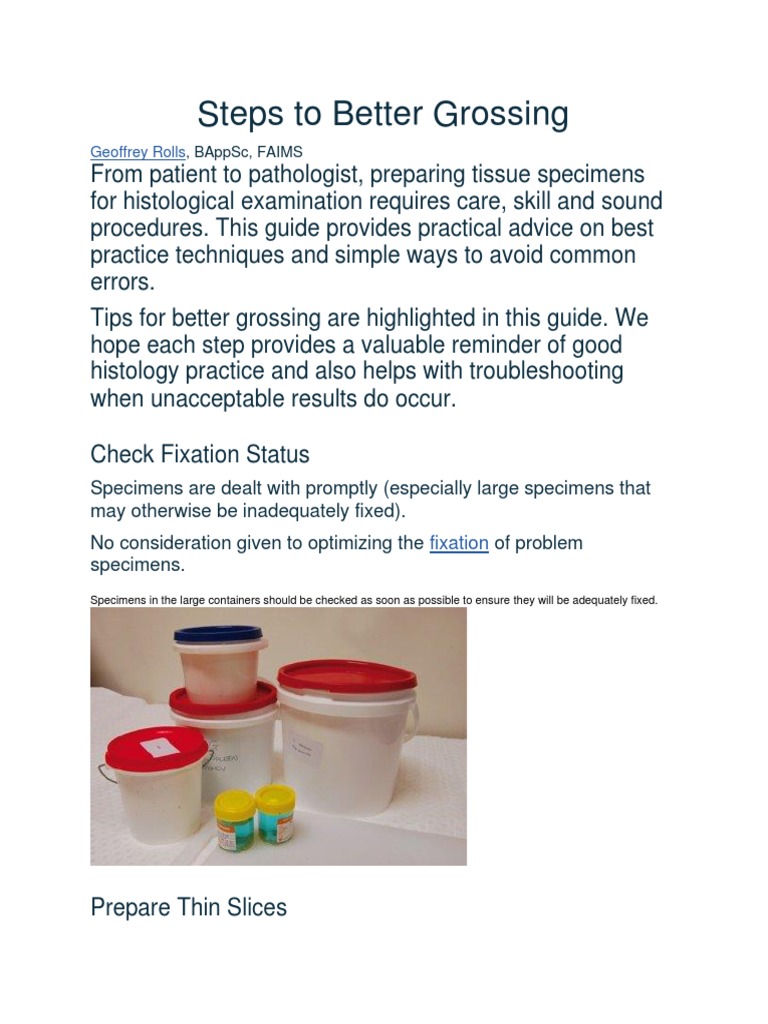 Best Practices for Tissue Grossing | PDF | Histology | Fixation (Histology)