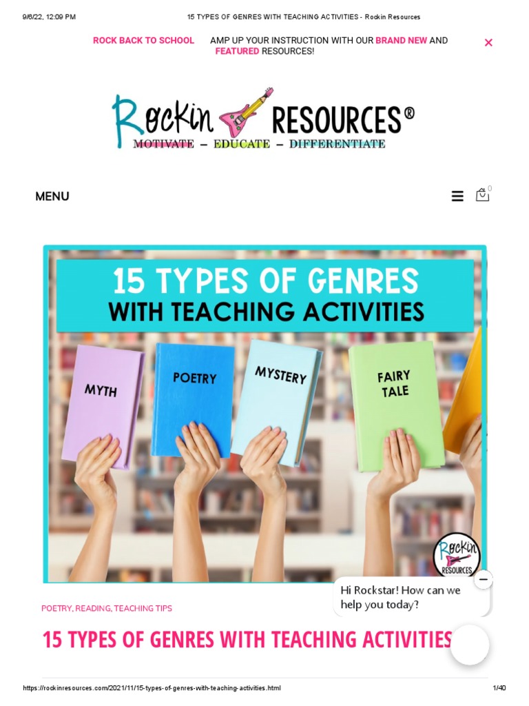 15 TYPES OF GENRES WITH TEACHING ACTIVITIES - Rockin Resources | PDF ...