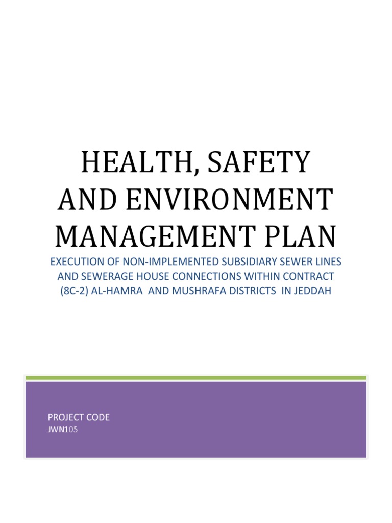HSE Management Plan for Sewer Line Project | PDF | Occupational Safety ...