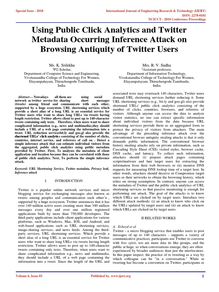 Using Public Click Analytics and Twitter Metadata Occurring Inference Attack On Browsing ...