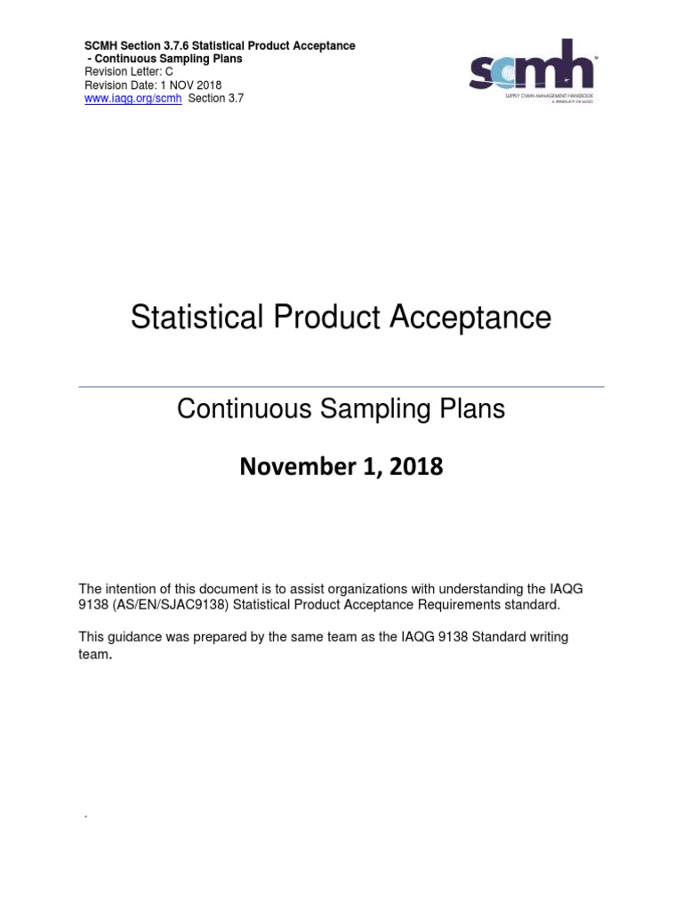 SCMH 3.7.6 Statistical Product Acceptance Continuous Sampling Plans Rev ...