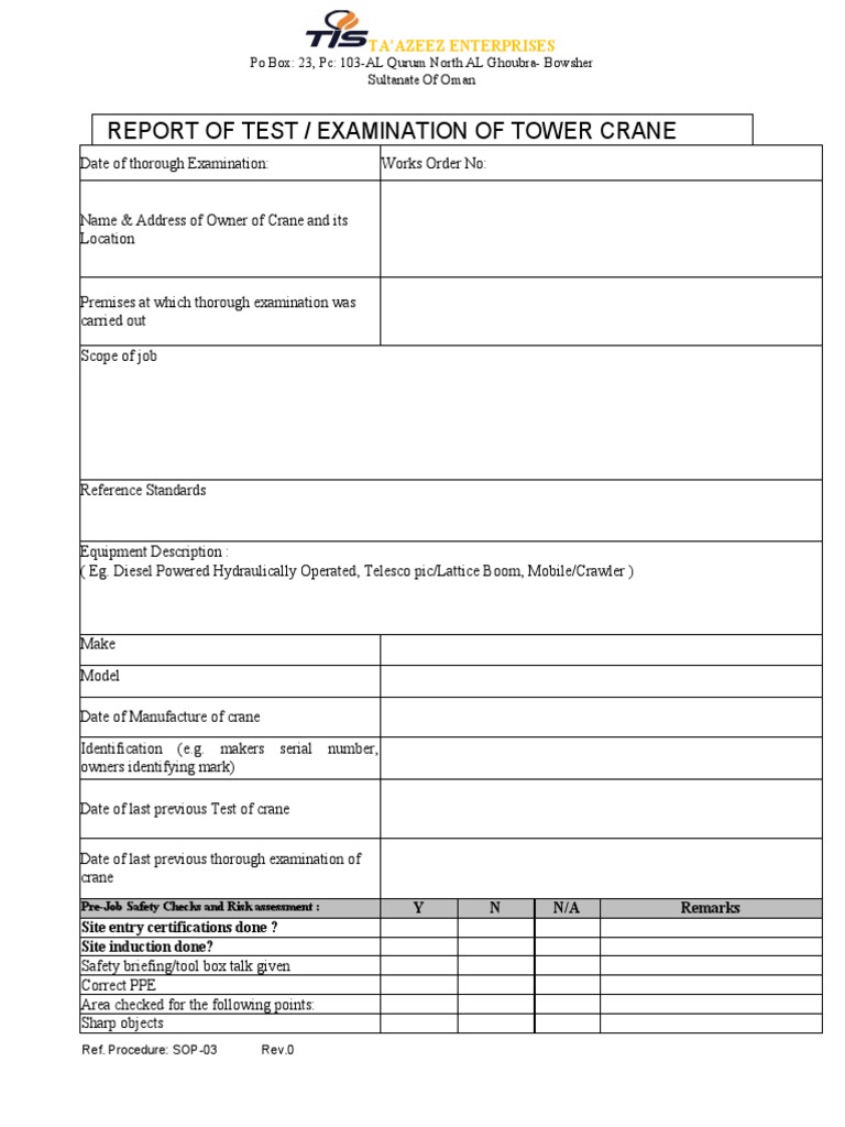 17.tower Crane Checklist | PDF | Crane (Machine) | Manufactured Goods