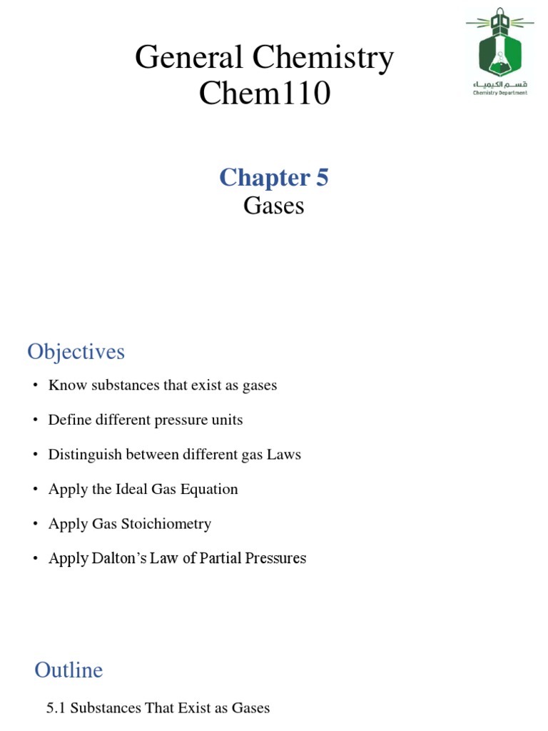 Chem 110, Chapter 5 PDF | PDF | Gases | Mole (Unit)