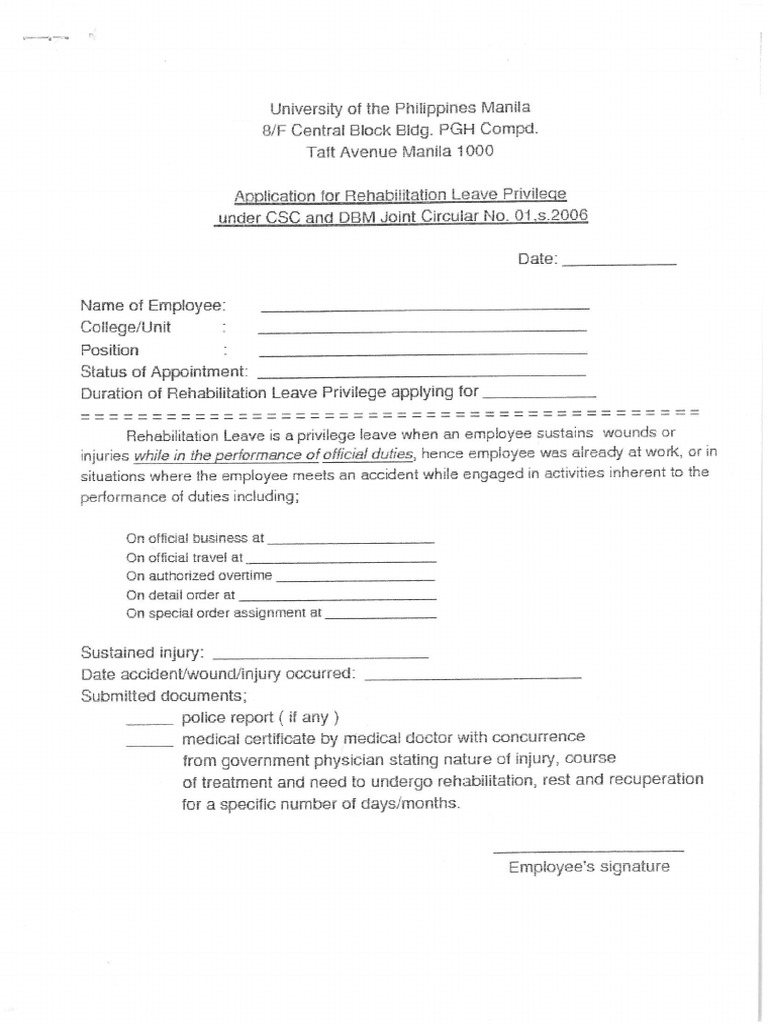 Rehabilitation Leave Privilege | PDF