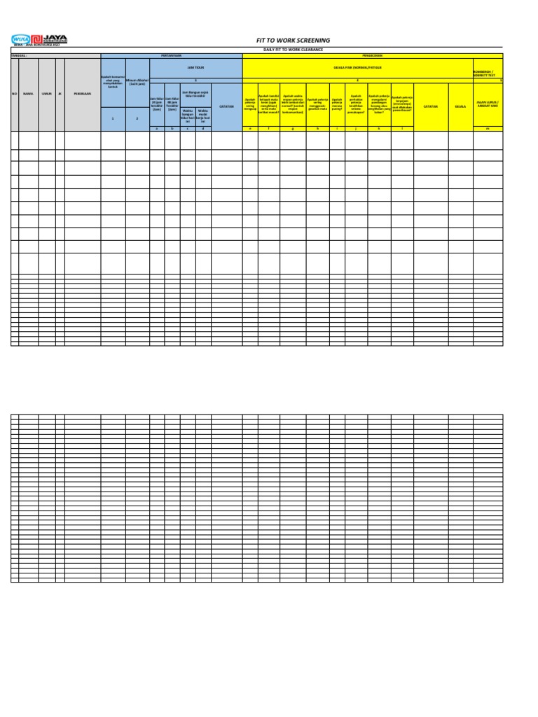 Fit To Work Screening | PDF