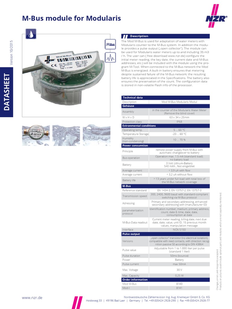 Zubehoer M-Bus-Modul ENG DataSheet | PDF | Information And Communications Technology ...