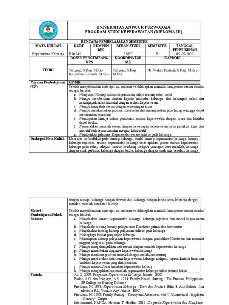 RPS D3 Kep Tahun 2022 | PDF | Pengembangan Diri | Kesehatan Holistik