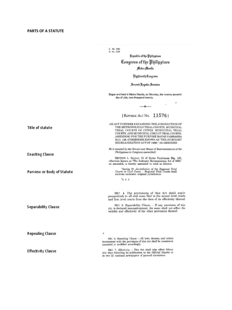Parts of A Statute | PDF