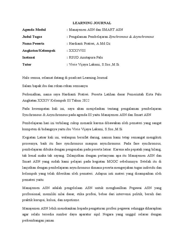 LEARNING JOURNAL Tugas Individu III | PDF