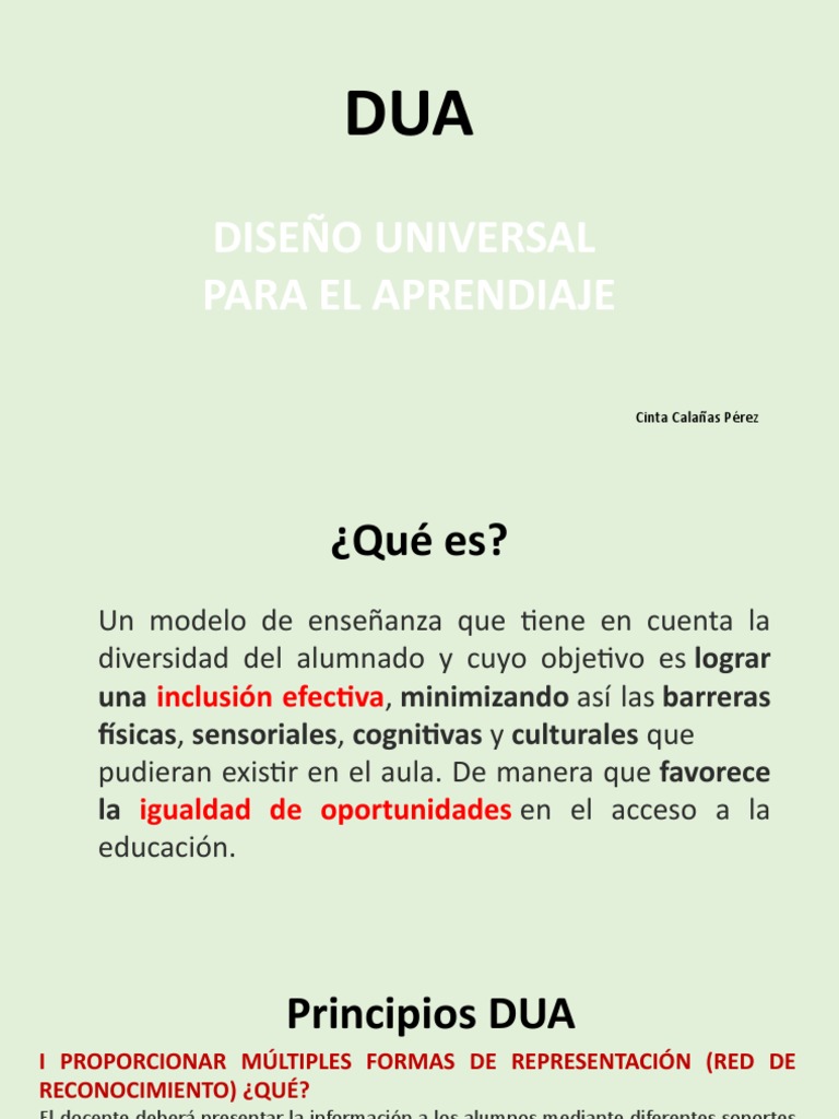 Diseño Universal para El Aprendizaje | PDF | Método de enseñanza | Inclusión (Educación)