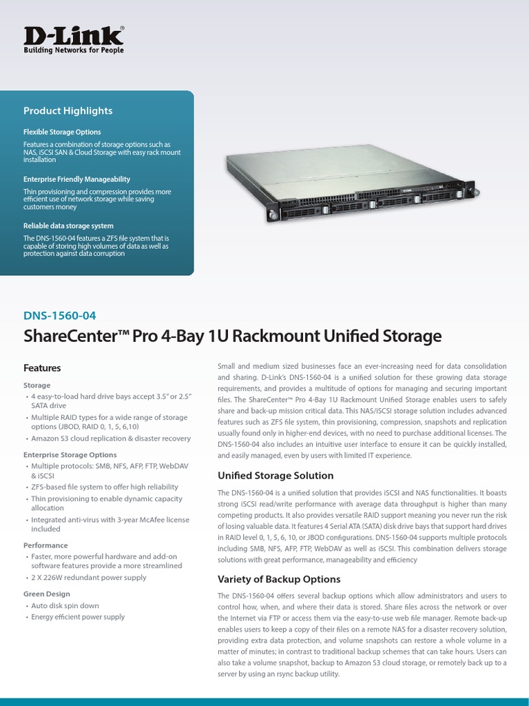 DNS 1560 04 Datasheet | PDF | Backup | File System