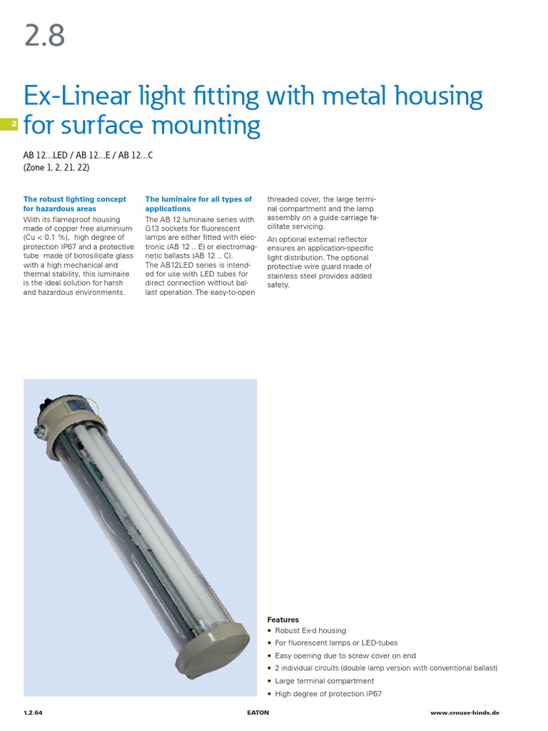 Ex-Linear Light Fitting With Metal Housing For Surface Mounting | PDF ...