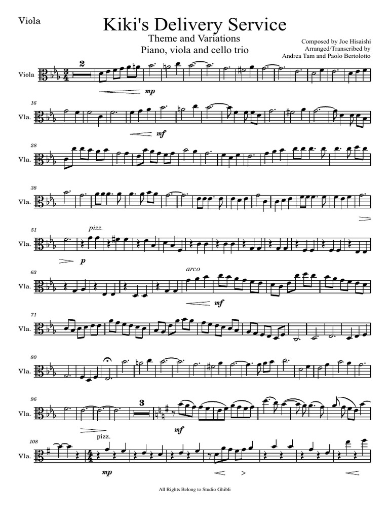 Kiki's Delivery Service-Viola | PDF | String Instruments | Classical Music