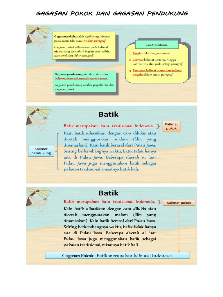 Gagasan Pokok dan Pendukung: Latihan dan Contoh | PDF