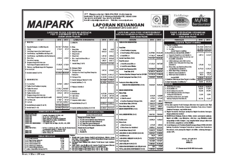 Laporan Keuangan: PT. Reasuransi MAIPARK Indonesia | PDF