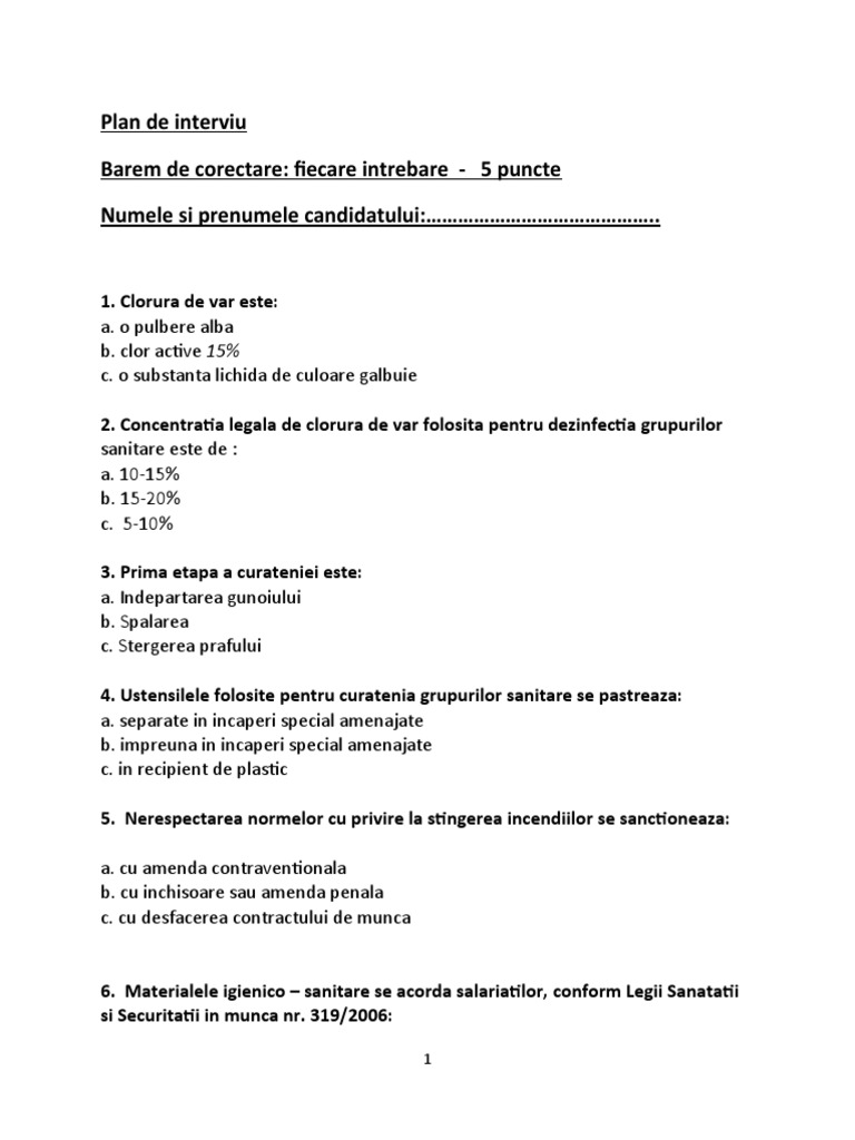 Plan Interviu Ingrijitor | PDF