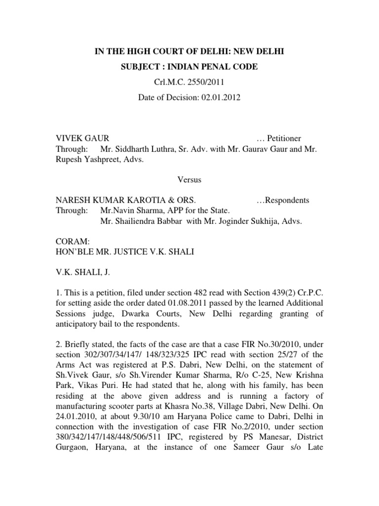 Vivek Gaur vs. Naresh Kumar - Quashing of Proclamation | PDF | Bail | Crimes