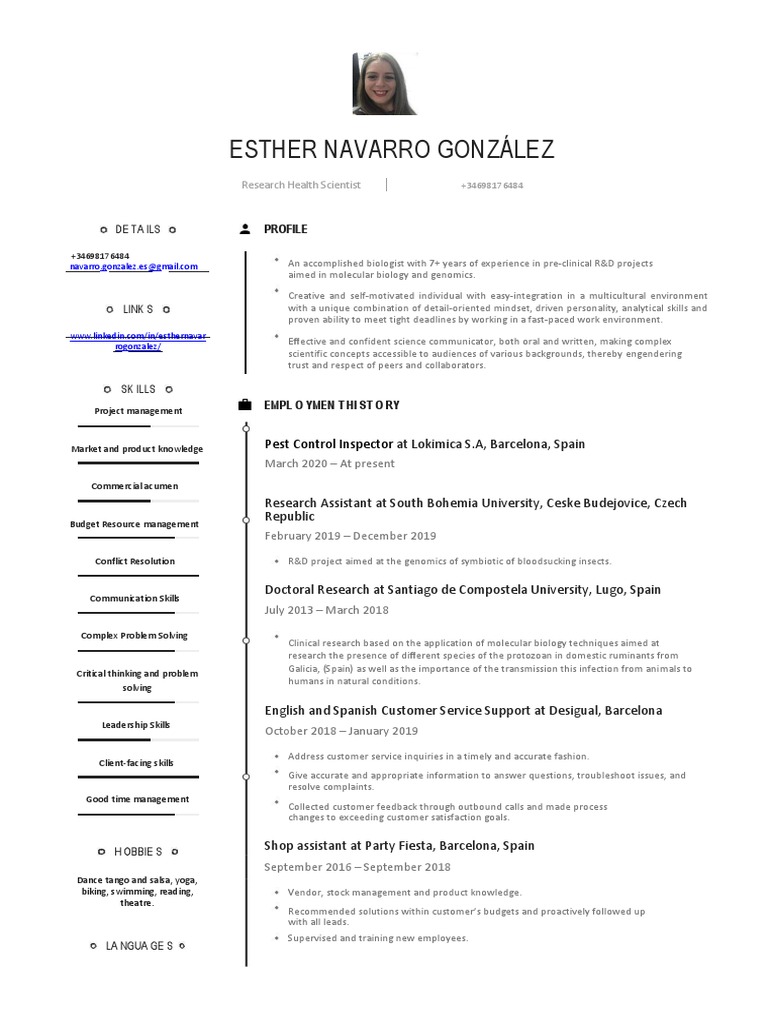 Esther Navarro González Resume 2021 | PDF | Science