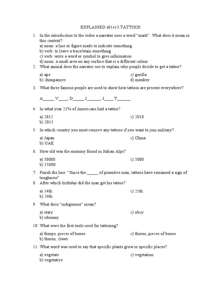 EXPLAINED S01e13 TATTOOS | PDF | Tattoo