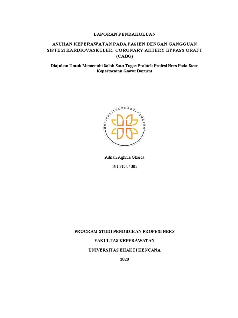 Laporan Pendahuluan Asuhan Keperawatan Pada Pasien Dengan Gangguan Sistem Kardiovaskuler ...