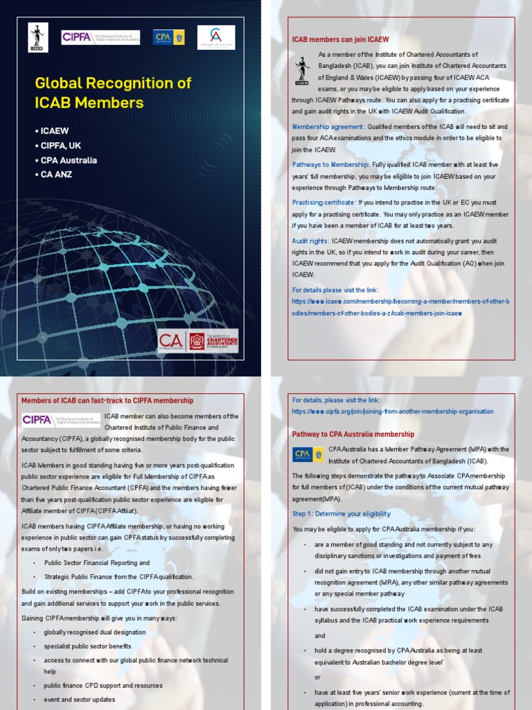 9796flyer of Global Recognition of ICAB Members | PDF | Accountant | Business