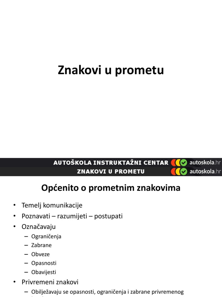 4.0. Znakovi U Prometu | PDF