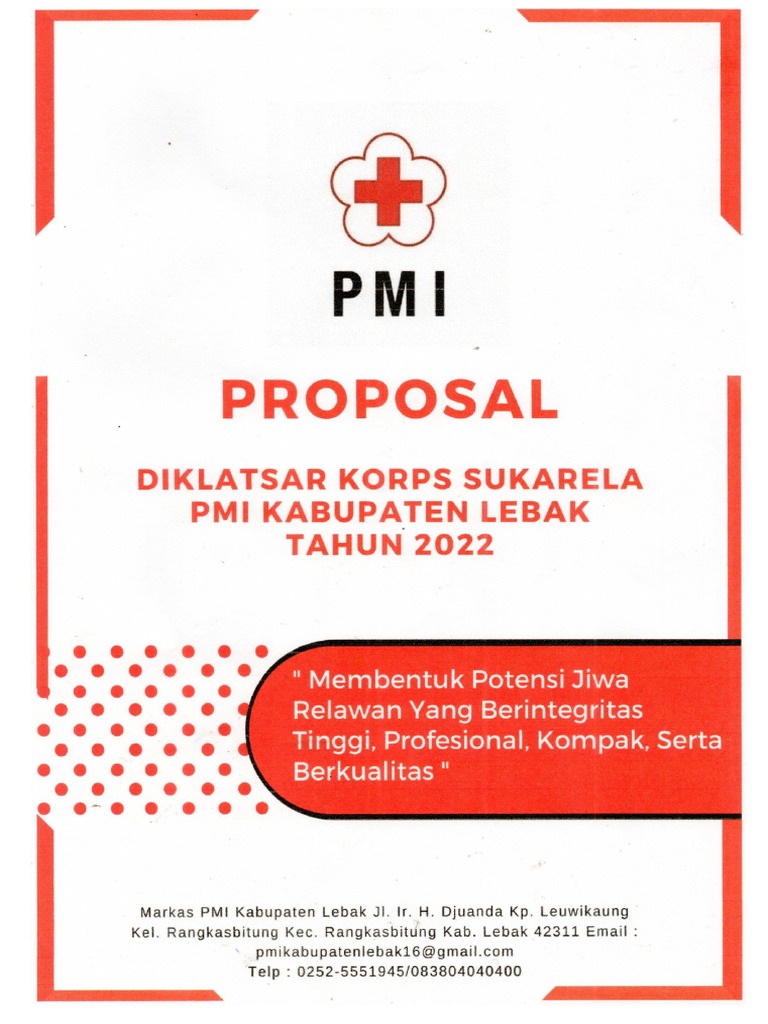 Proposal Diklatsar PMI Kab - Lebak 2022 (PDF - Io) | PDF