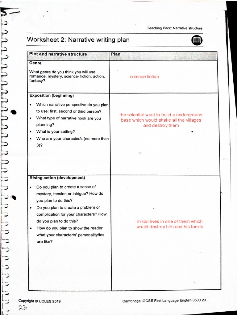 Narrative Writing Plan - Igcse | PDF