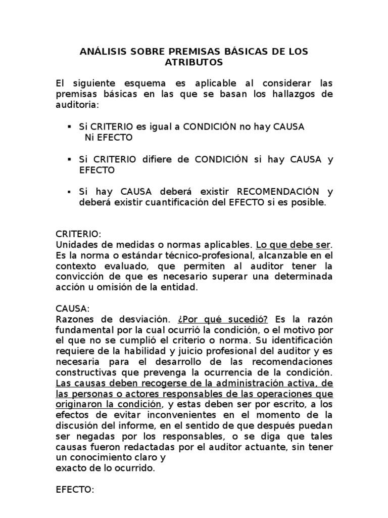 Premisas Básicas de Auditoría | PDF