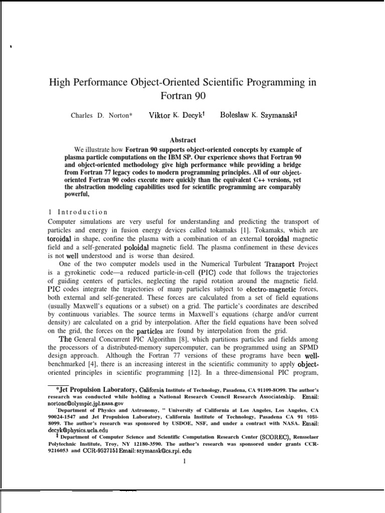 High Performance Object-Oriented Scientific Programming in Fortran 90 | PDF | Subroutine ...