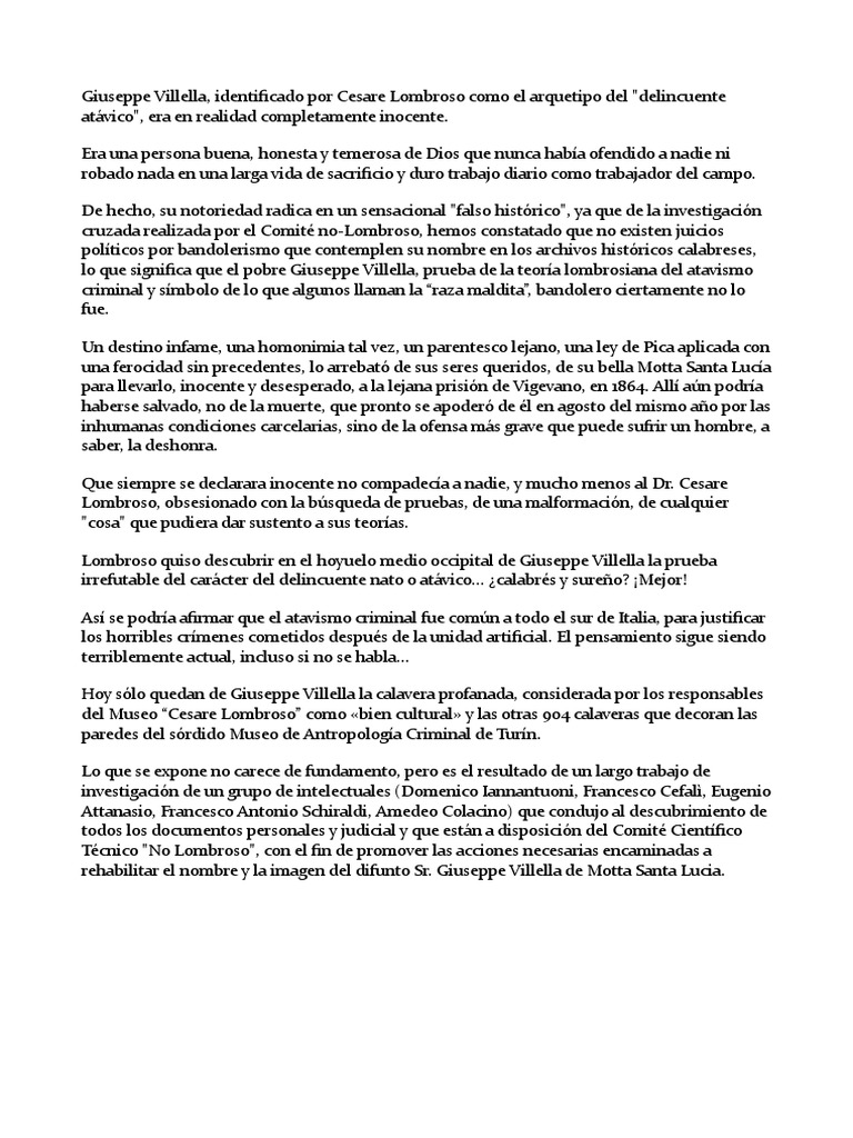 Giuseppe Villella LOMBROSO | PDF