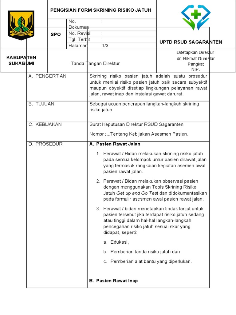 Sop Skrining Resiko Jatuh MST | PDF