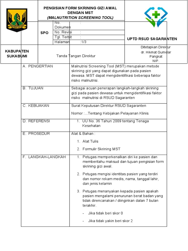 Sop Skrining Gizi MST | PDF