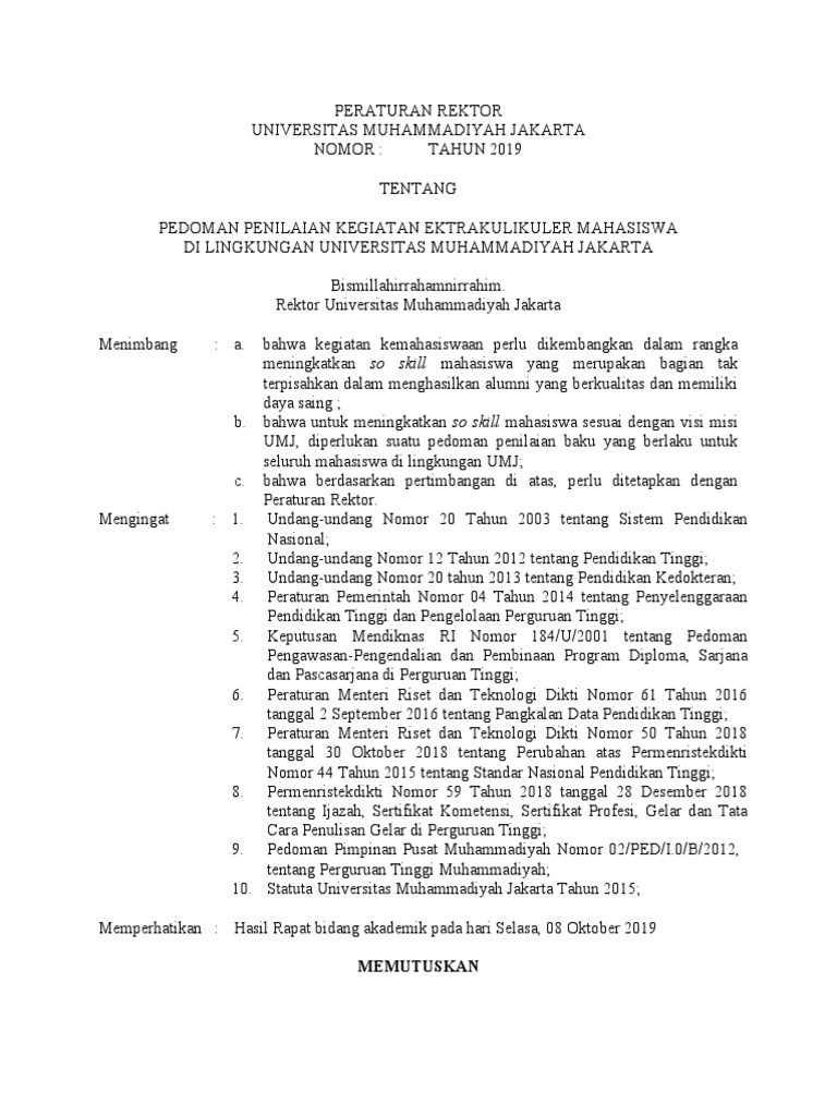 Pedoman Ekstrakurikuler UMJ | PDF