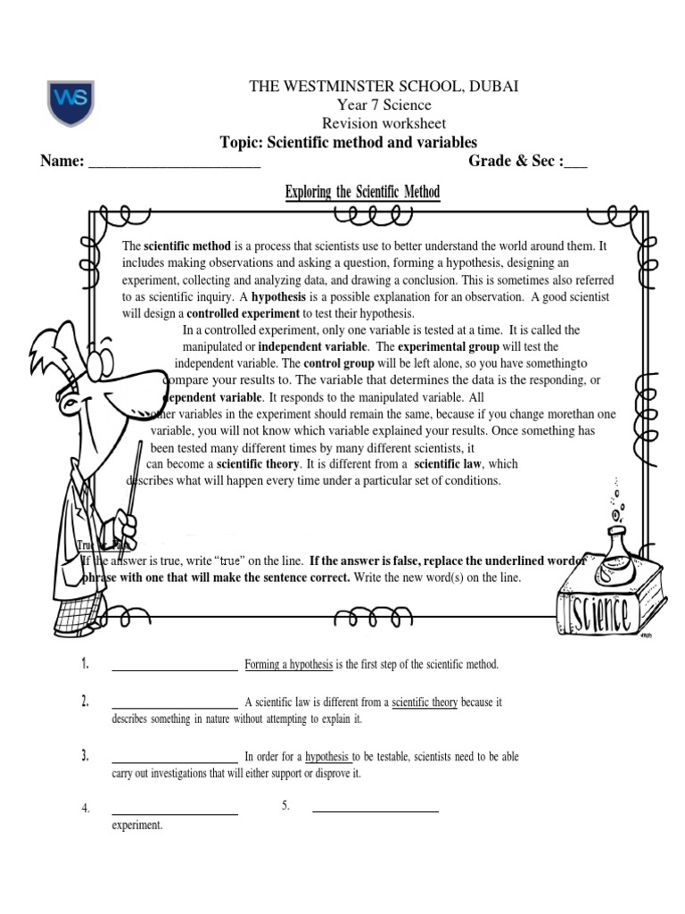 YR7 Revision Sheet - Working Scietifically | PDF | Scientific Method ...
