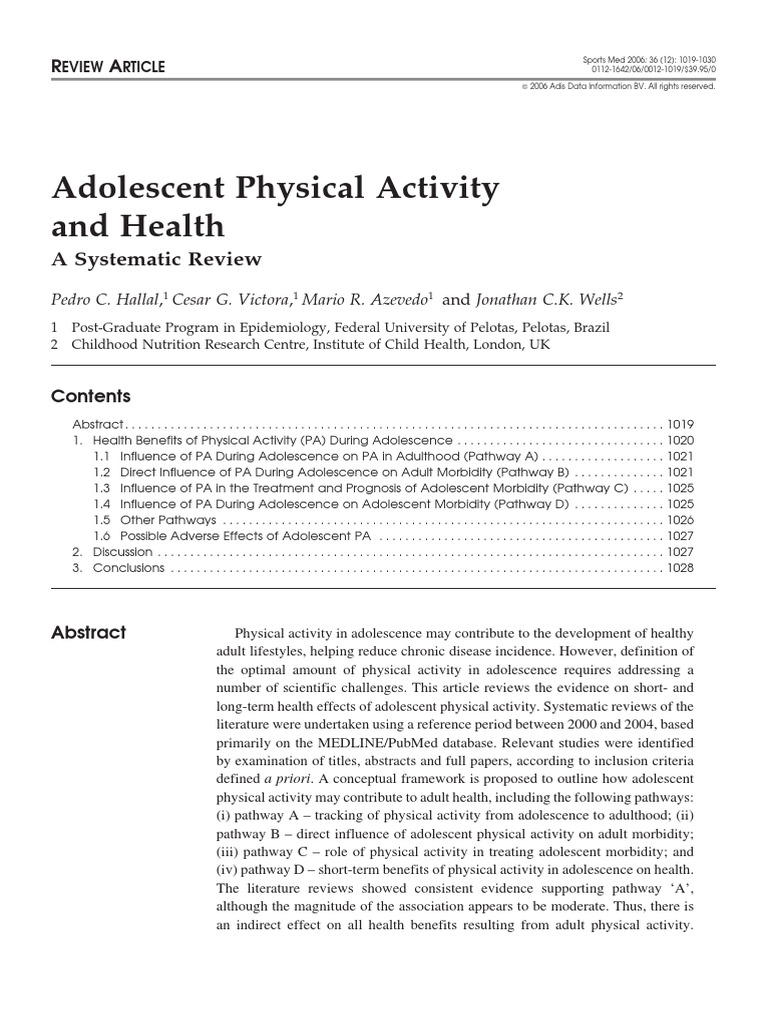 Adolescent Physical Activity Systematic Review | PDF | Adolescence ...