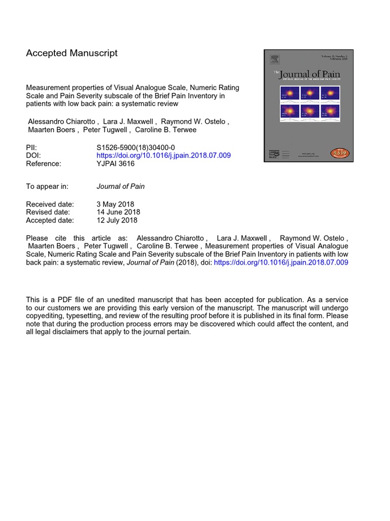 Chiar Otto 2018 | PDF | Validity (Statistics) | Pain