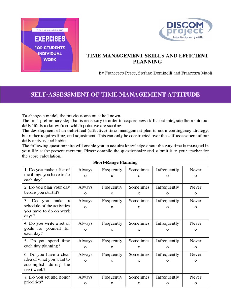 Time Management Questionnaire | PDF | Procrastination | Professional Skills