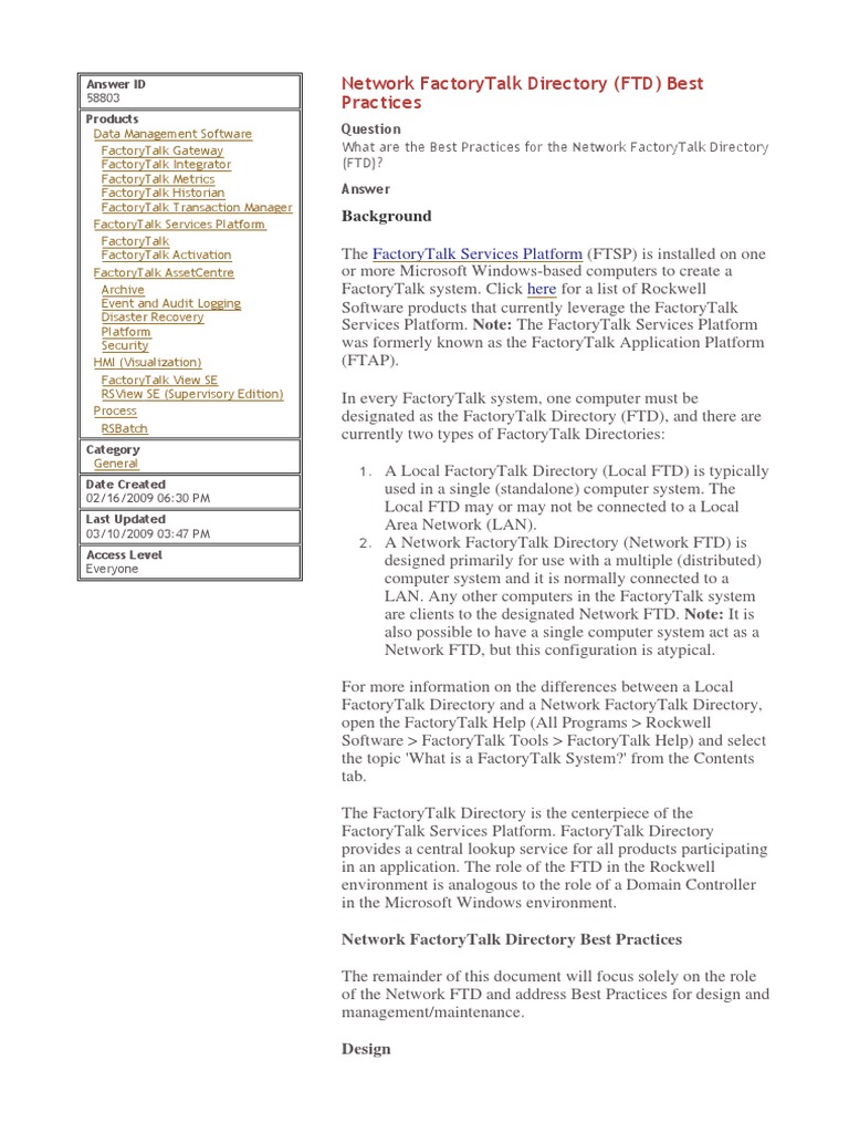 FactoryTalk View Tips and Best Practices TOC | PDF | Server (Computing) | Backup