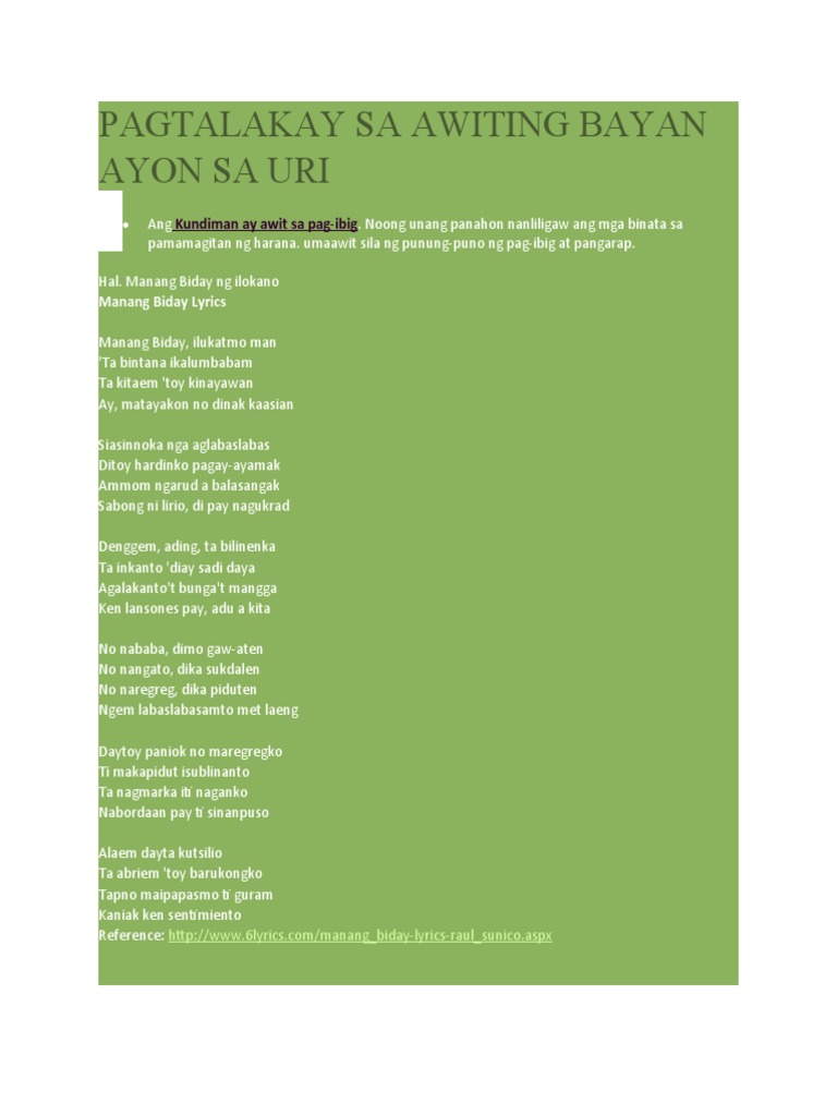 Awiting Bayan Sa Batangas | PDF