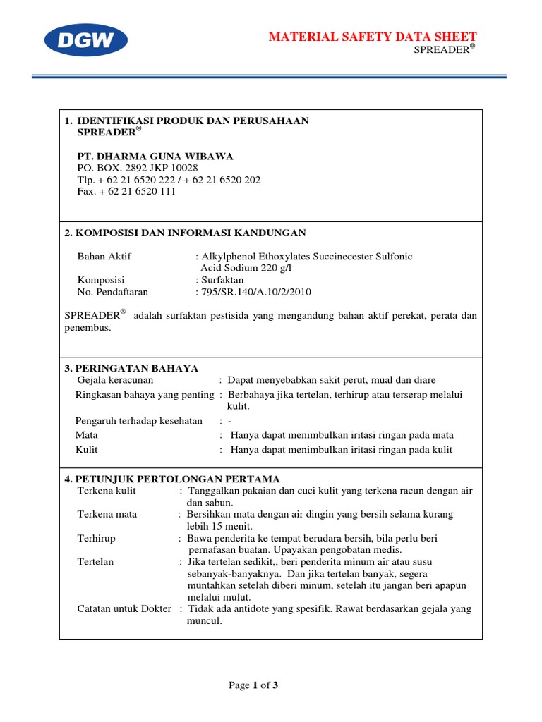 Msds Z-SPREADER Indo | PDF