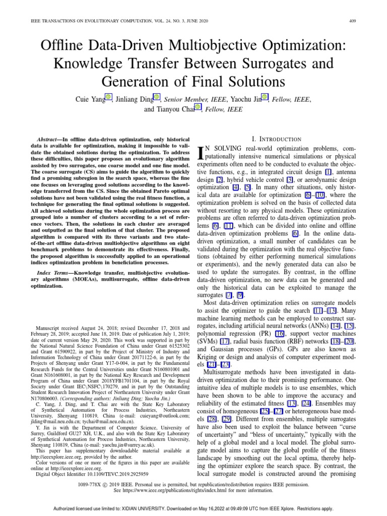Offline Data Driven Multiobjective Optimization Knowledge Transfer Between Surrogates And