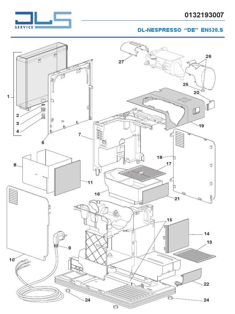 DE'LONGHI EN520.S LATTISSIMA 'PLUS' ESPRESSO MACHINE PARTS LIST AND ...