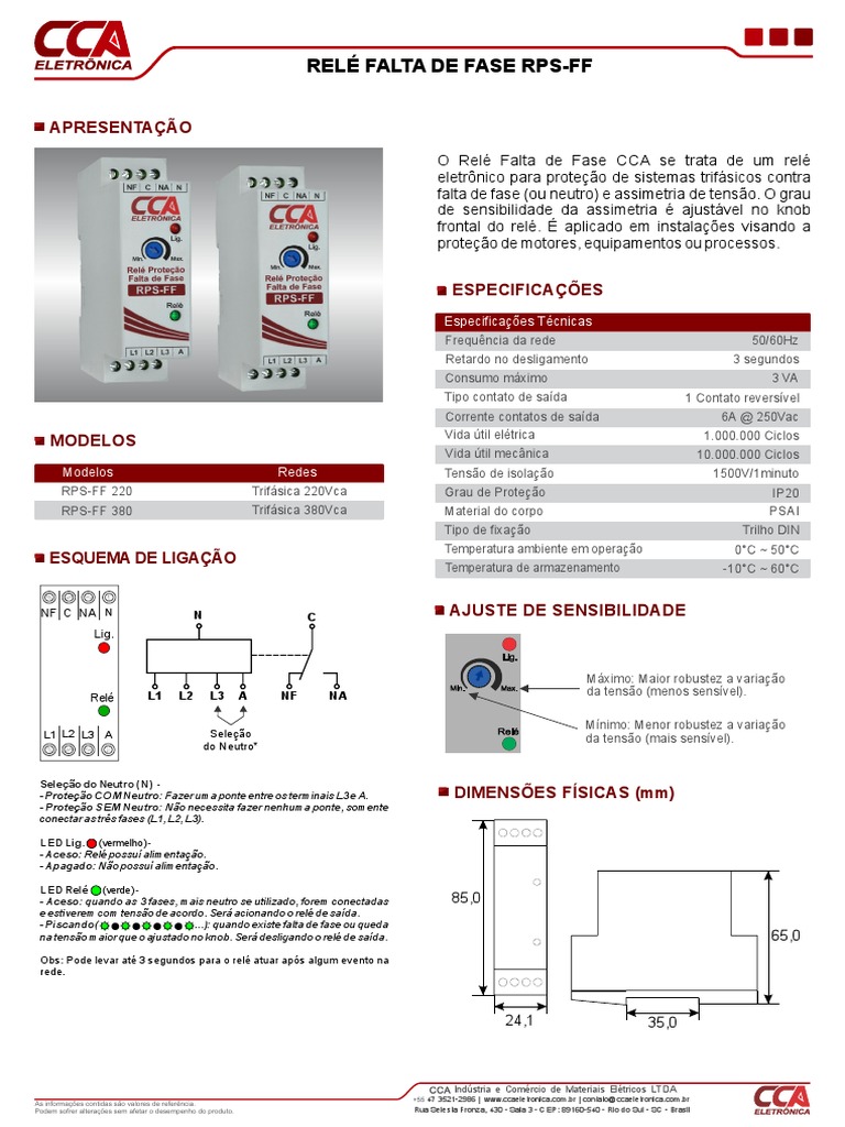 Rele Falta de Fase-Rps-New | PDF | Relé | Diodo emissor de luz