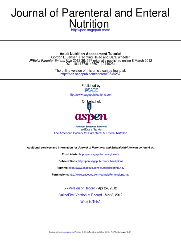 Adult Nutrition Assessment Tutorial 2012 | PDF | Malnutrition | Body ...