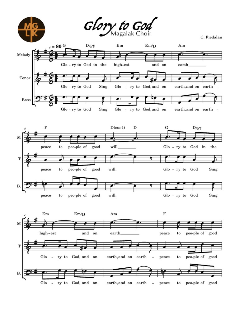 MGLK Glory To God (Fiedalan) G Major | PDF
