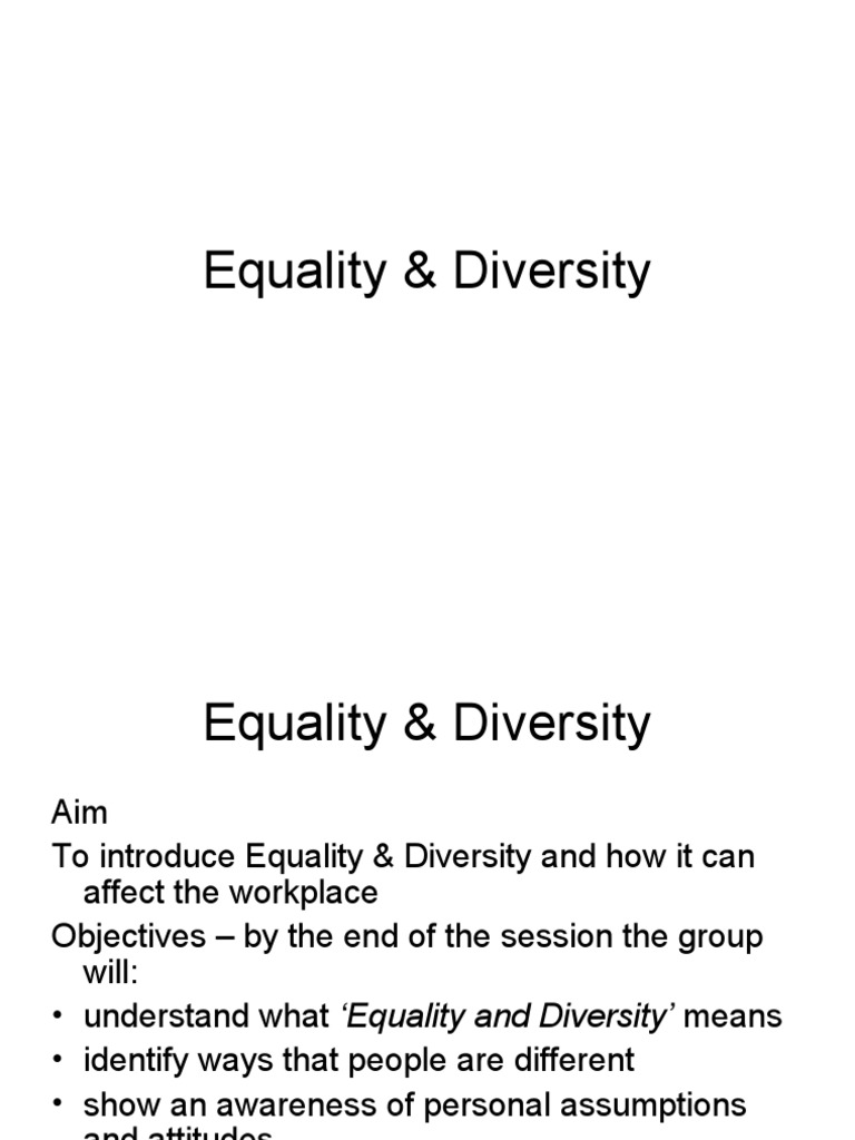 Equality - Diversity - Discrimination | PDF | Disability | Discrimination