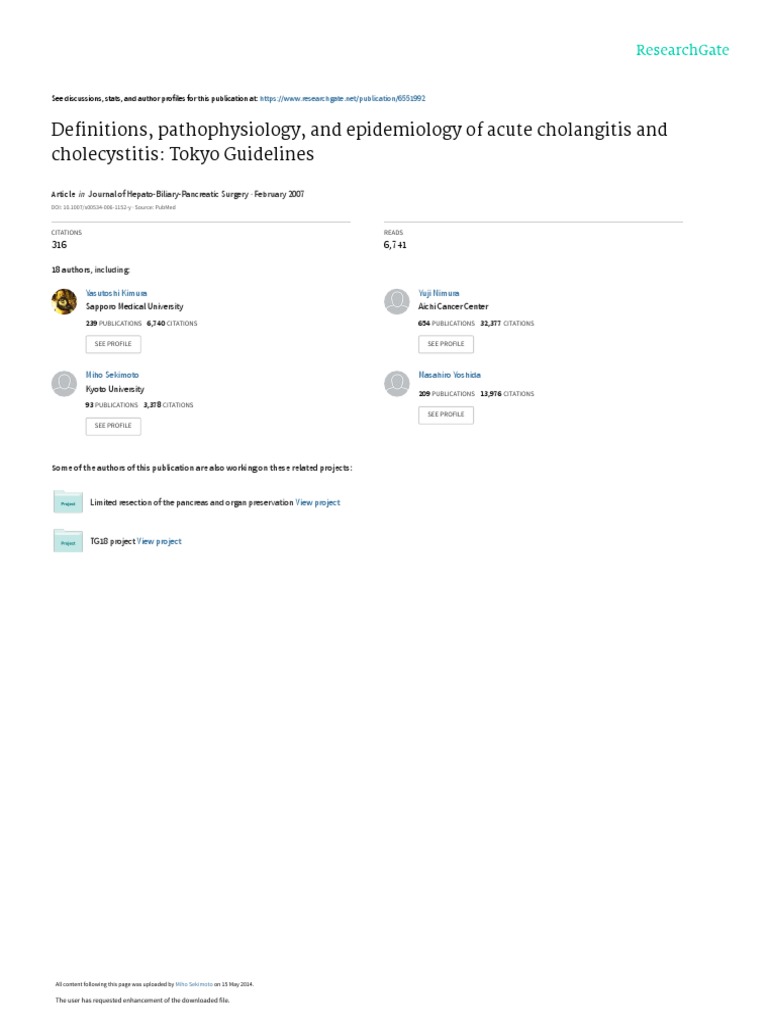 Definitions, Pathophysiology, and Epidemiology of Acute Cholangitis and ...