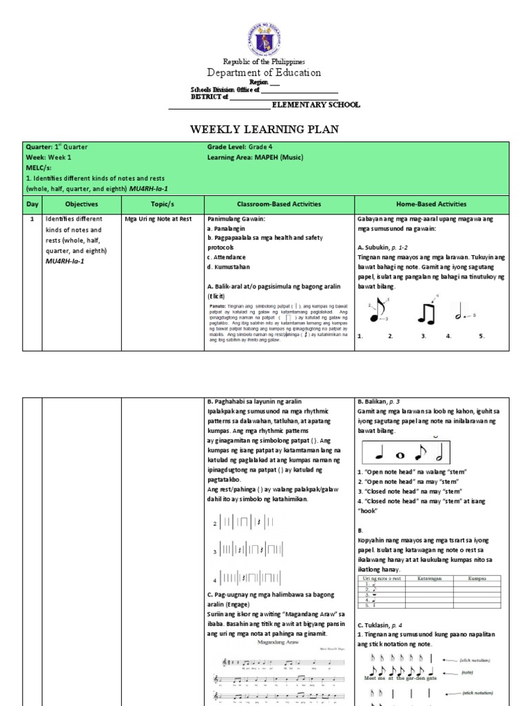 AEE Music4 WLP Q1 Week1 | PDF